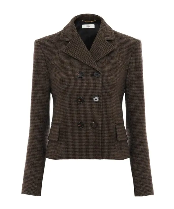 Chloé Double-breasted Houndstooth Blazer - Black
