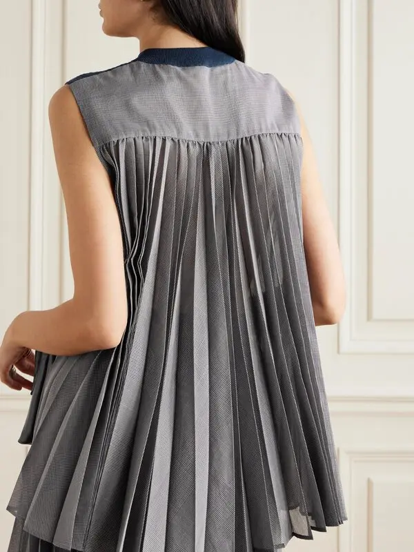 Sacai Sleeveless Ribbed Top With Pleated Back