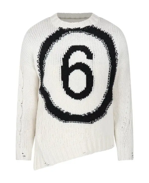 MAISON MARGIELA Distressed Logo Knit Sweater - Black