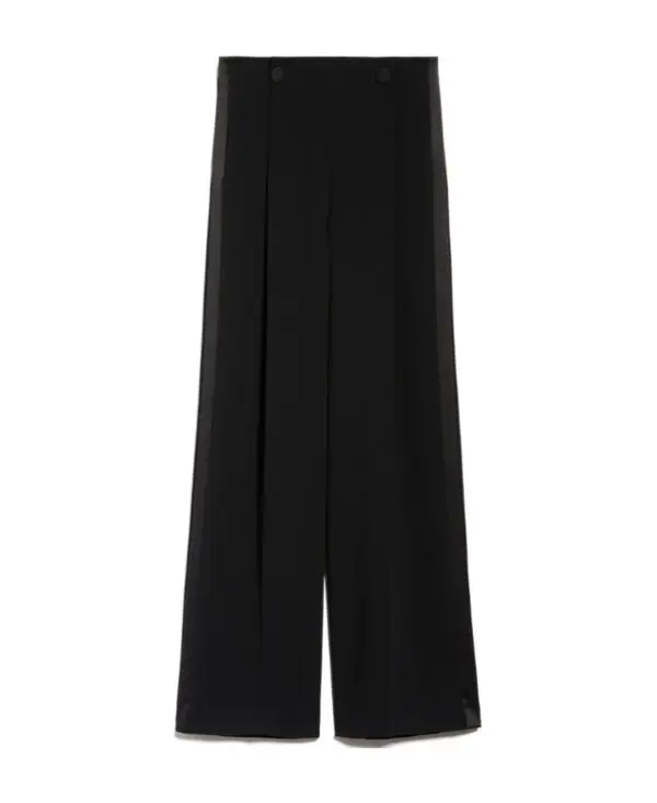 Max Mara Satin-finish Tailored Wide-leg Trousers - Black