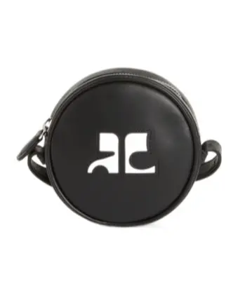 COURREGES Courrges Logo Patch Zip-up Mini Crossbody Bag - Black