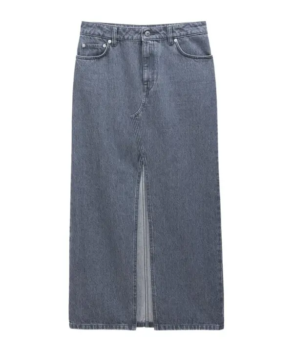 Filippa K Denim Maxi Skirt With Front Slit - Gray
