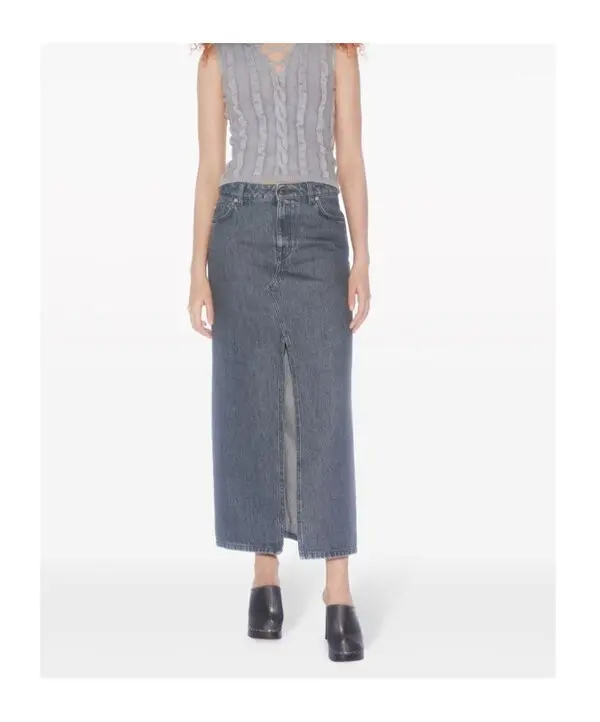 Filippa K Denim Maxi Skirt With Front Slit - Gray