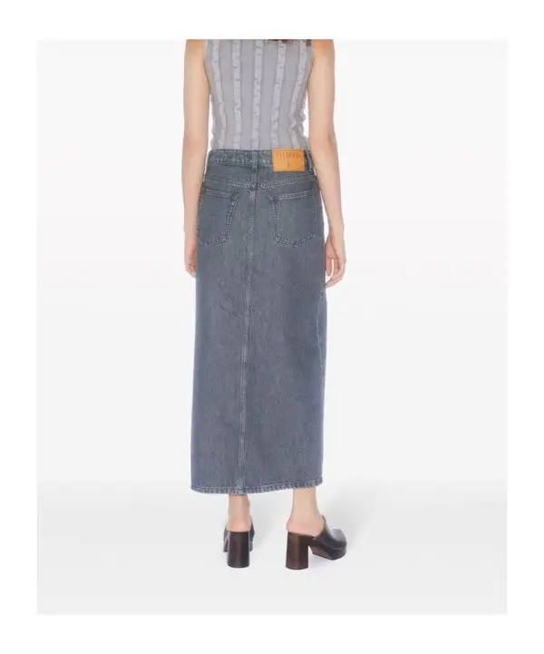 Filippa K Denim Maxi Skirt With Front Slit - Gray