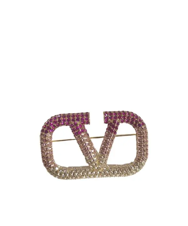 Valentino Garavani V-shaped Logo Brooch - Yellow