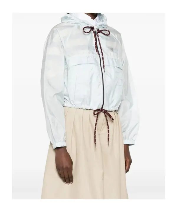 Prada Zip-up Hooded Jacket With Drawstring Hem