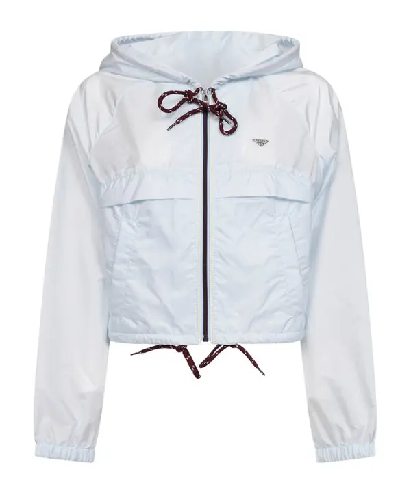 Prada Re-nylon Cropped Hooded Jacket - White