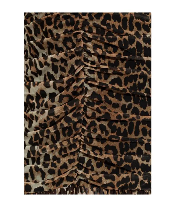 GANNI Leopard Print V-neck Dress