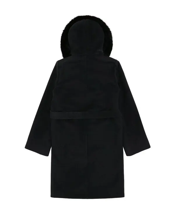 Max Mara Hooded Long-sleeved Coat With Waist Straps - Black