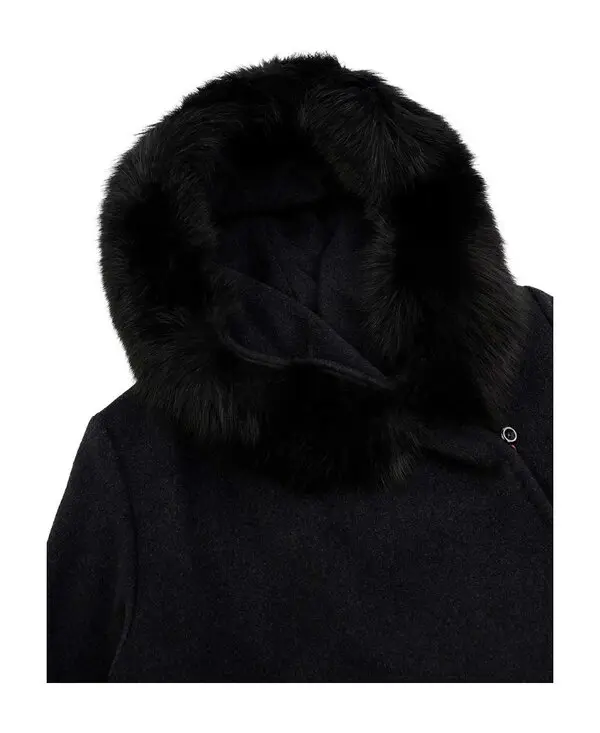 Max Mara Hooded Long-sleeved Coat With Waist Straps - Black