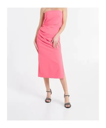 KAOS Strapless Pleated Draped Midi Dress