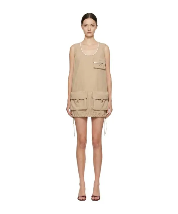 Marissa Chiara Sleeveless Round Neck Drawstring Dress With Pockets