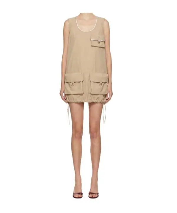 Marissa Chiara Sleeveless Round Neck Drawstring Dress With Pockets