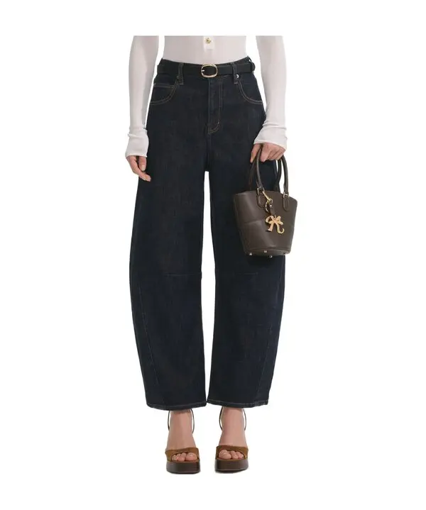 SELF-PORTRAIT Logo Patch Barrel-leg Jeans