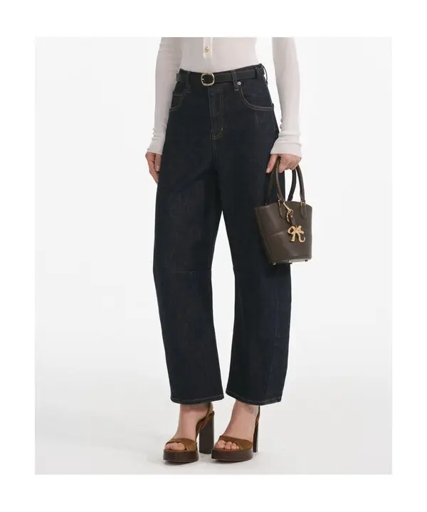 SELF-PORTRAIT Logo Patch Barrel-leg Jeans