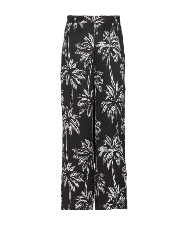 Balmain Palm Print Satin Pyjama Trousers - Black
