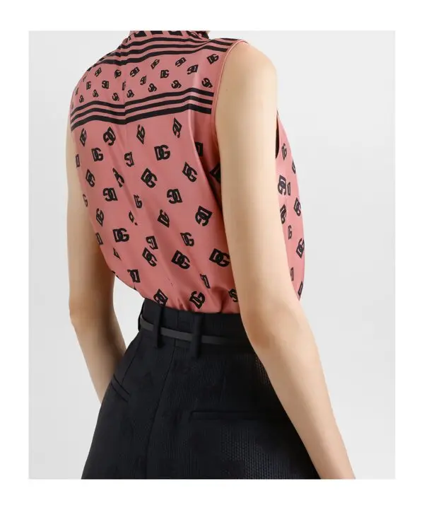 Dolce & Gabbana Sleeveless Logo Print Blouse