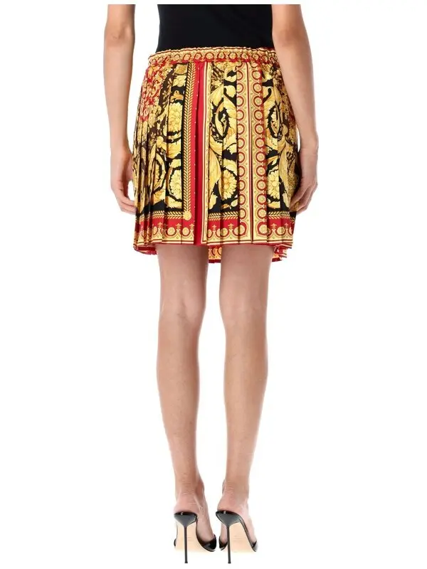 Versace Pleated Graphic Print Skirt - Brown