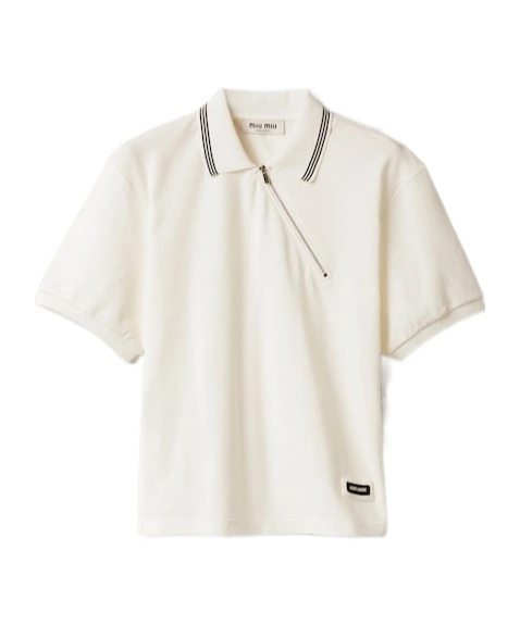 Miu Miu Zip-detailed Short-sleeved Polo Shirt