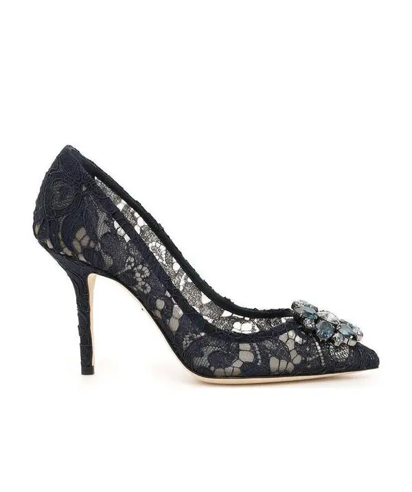 Dolce & Gabbana Embellished Lace Pumps - Black