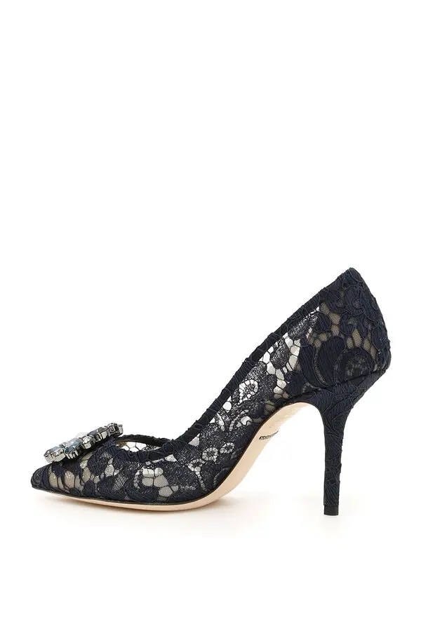 Dolce & Gabbana Embellished Lace Pumps - Black