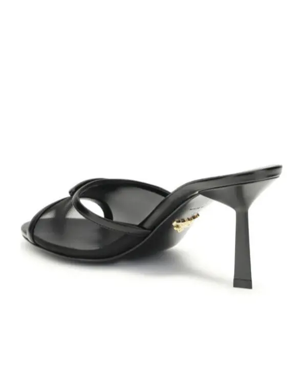 Prada Logo Detailed Stiletto Sandals - Black