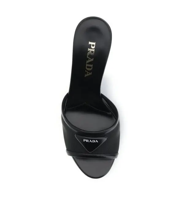 Prada Logo Detailed Stiletto Sandals - Black