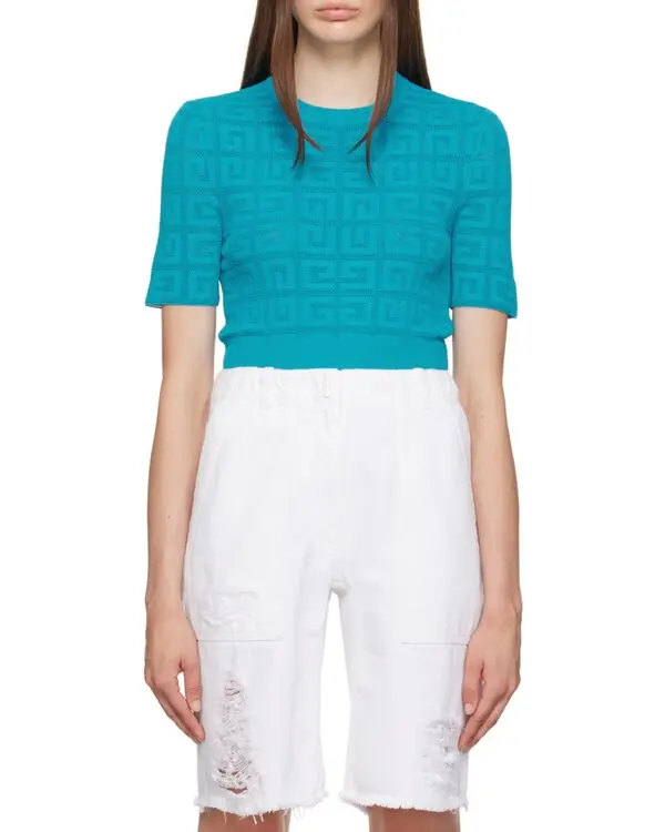 Givenchy Round Neck Short Sleeve Sweater - Sapphire Blue