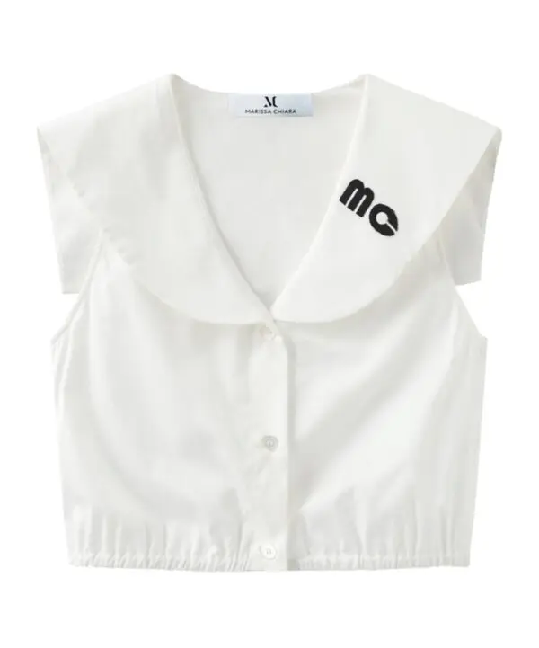 Marissa Chiara Sleeveless Vest With Lapel Collar - White