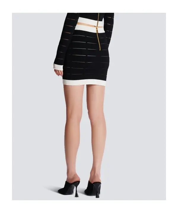 Balmain Two-tone Buttoned Knit Mini Skirt