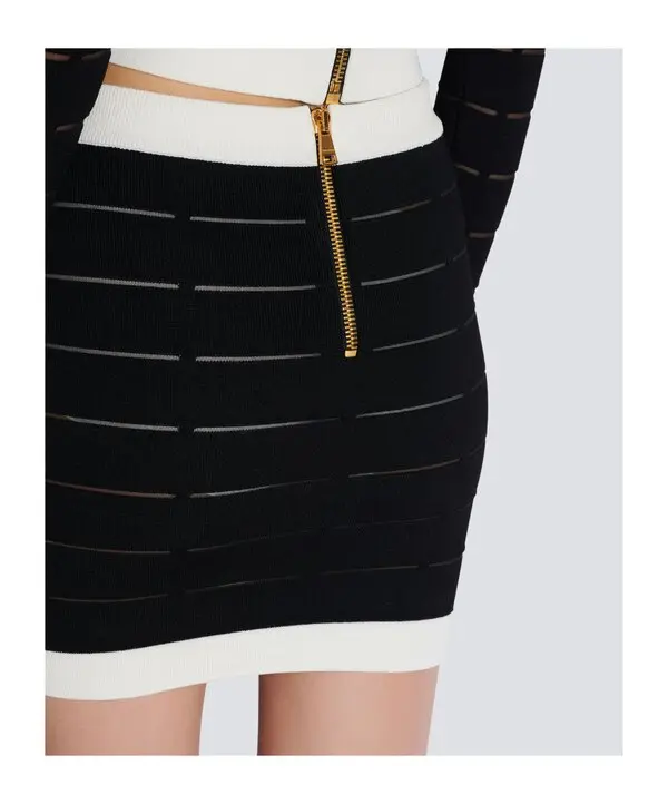 Balmain Two-tone Buttoned Knit Mini Skirt