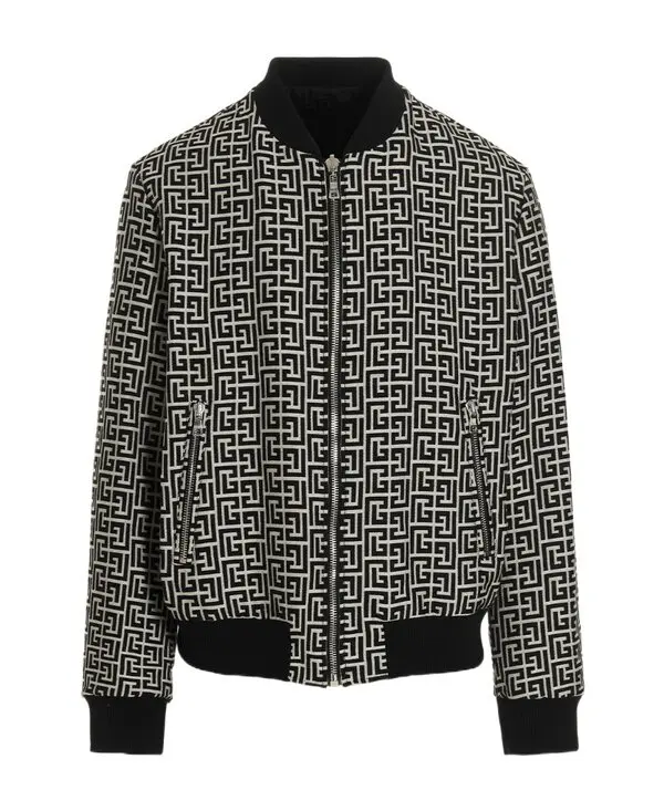 Balmain Logo Monogram Reversible Bomber Jacket
