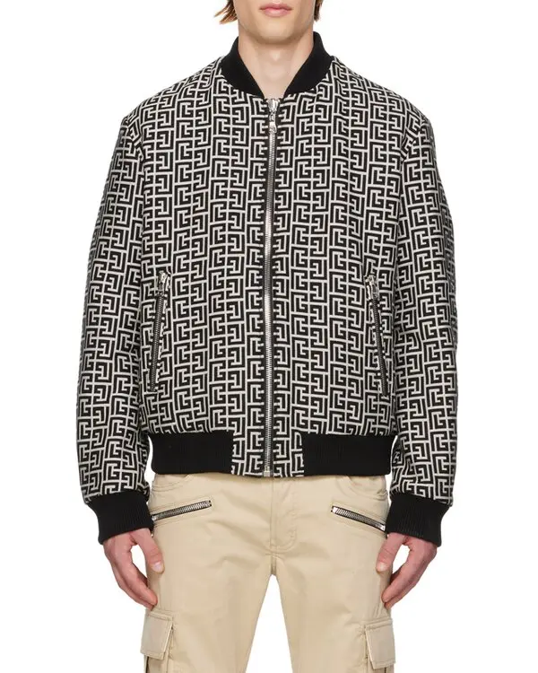 Balmain Logo Monogram Reversible Bomber Jacket