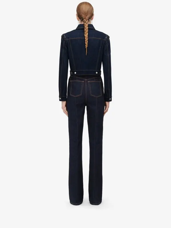 Alexander McQueen Cropped Denim Jacket With Lace Detail