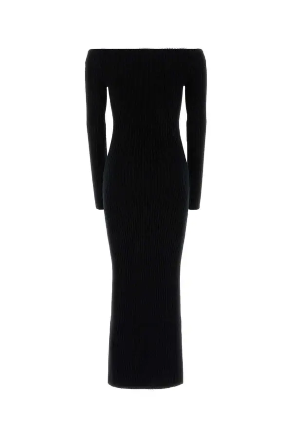 Max Mara Arnes Off-shoulder Ribbed Knit Maxi Dress - Black