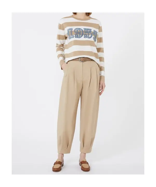 Max Mara Viterbo Striped Crewneck Jumper - Sand-colored