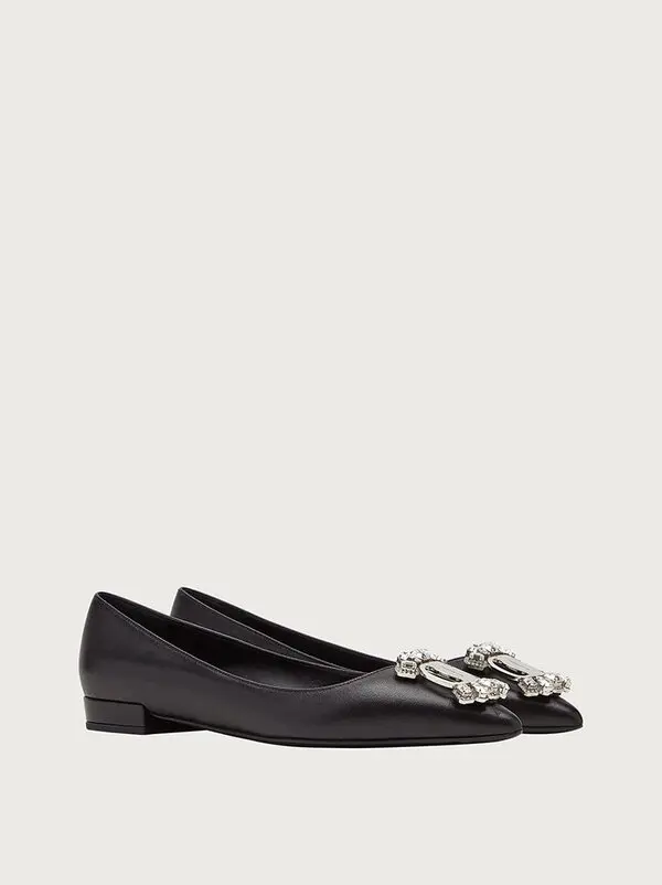 FERRAGAMO Embellished Logo Ballet Flats