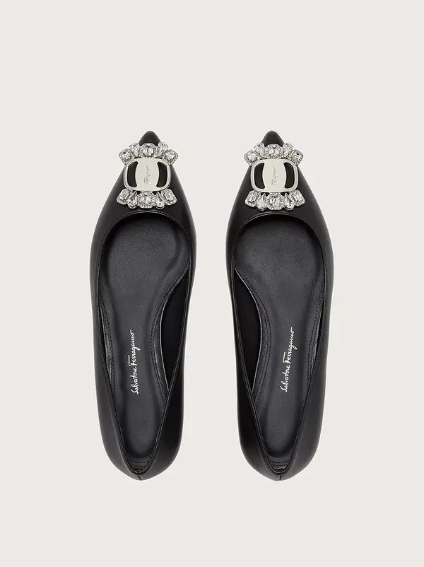 FERRAGAMO Embellished Logo Ballet Flats