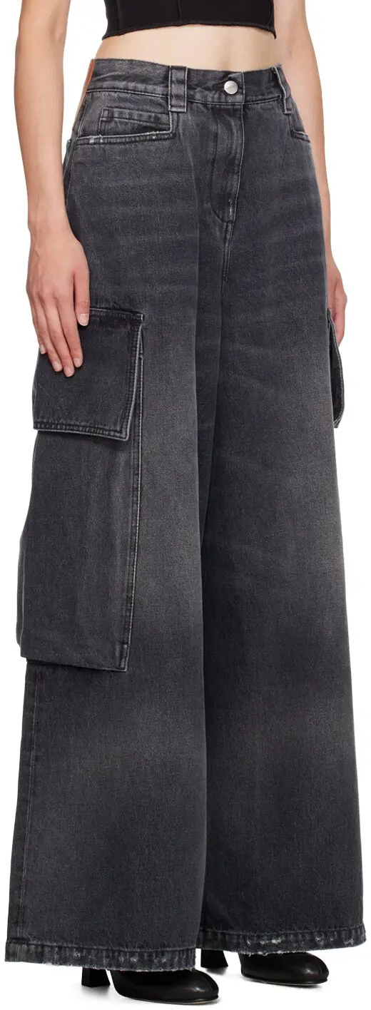 Palm Angels Wide Leg Cargo Jeans