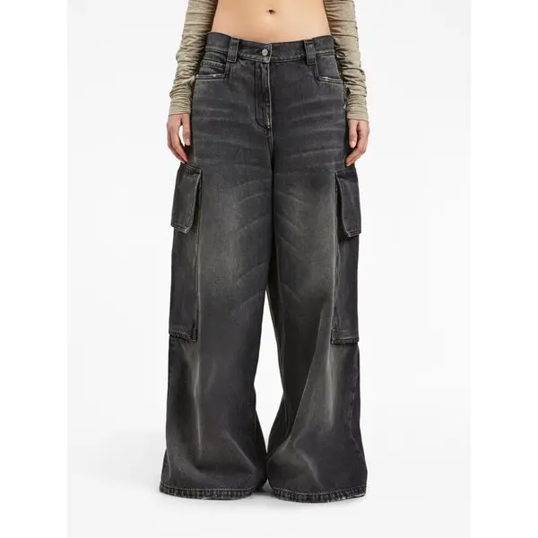 Palm Angels Wide Leg Cargo Jeans