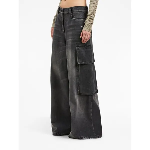 Palm Angels Wide Leg Cargo Jeans