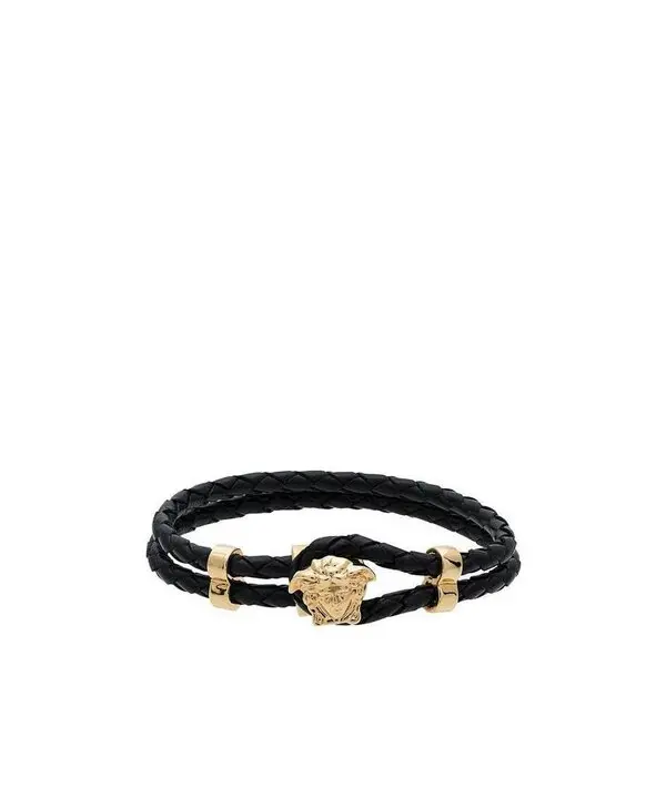 Versace Medusa Logo Braided Bracelet - Black