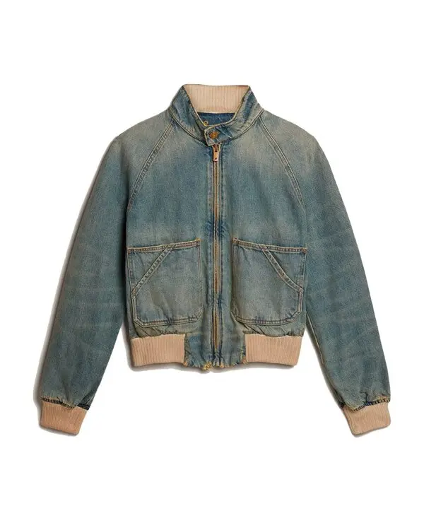 GOLDEN GOOSE Denim Zipped Bomber Jacket