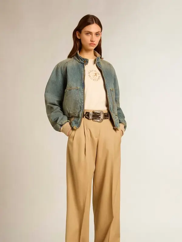 GOLDEN GOOSE Denim Zipped Bomber Jacket