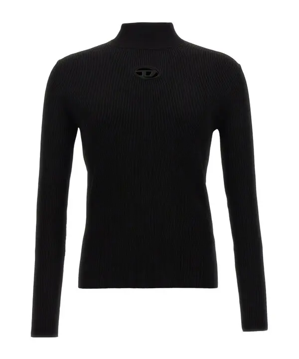 DIESEL® K-zackary Mock-neck Jumper With Oval D Detail - Black