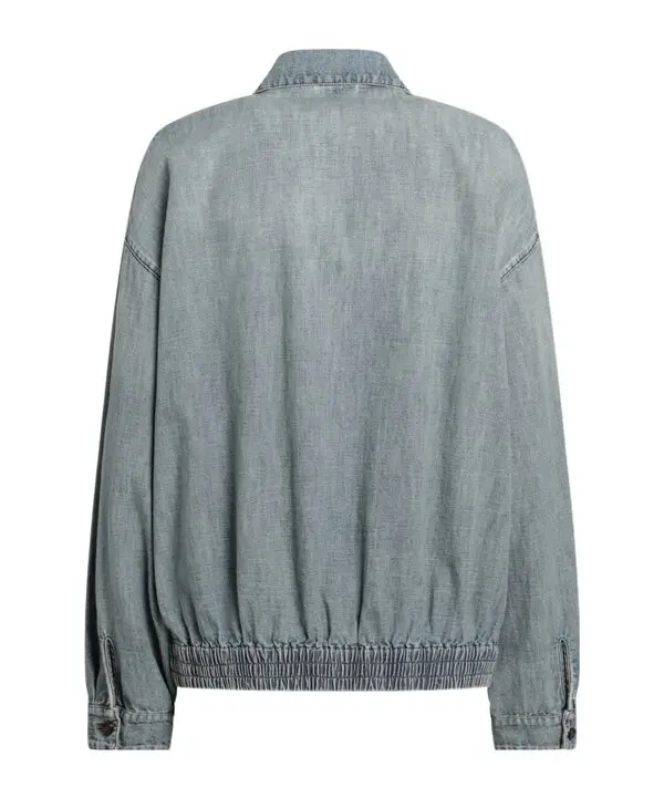Miu Miu Logo Detailed Denim Zip-up Jacket