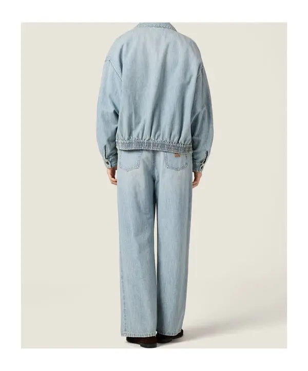 Miu Miu Logo Detailed Denim Zip-up Jacket