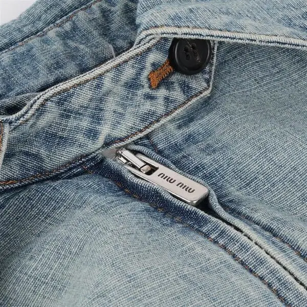 Miu Miu Logo Detailed Denim Zip-up Jacket
