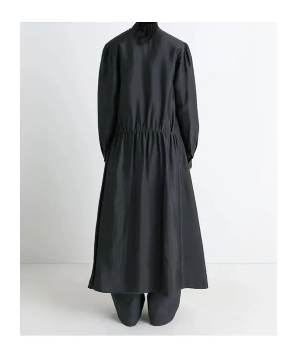 LEMAIRE Long Sleeve Gathered Maxi Dress - Black
