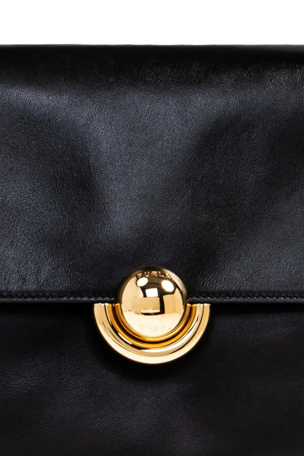 Furla Domus Small Logo Shoulder Bag - Black